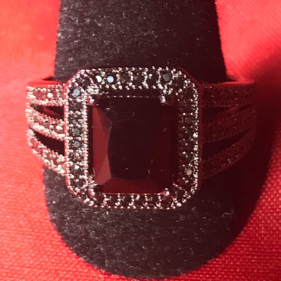 Jodi's Jewelry | Jewelry | Black Sapphire W Halo Black Gold Filled Ring ...